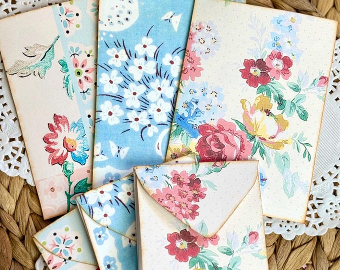 Vintage Wallpaper Stationary Set, Includes 6 Cards. Blank Inside. Up ...