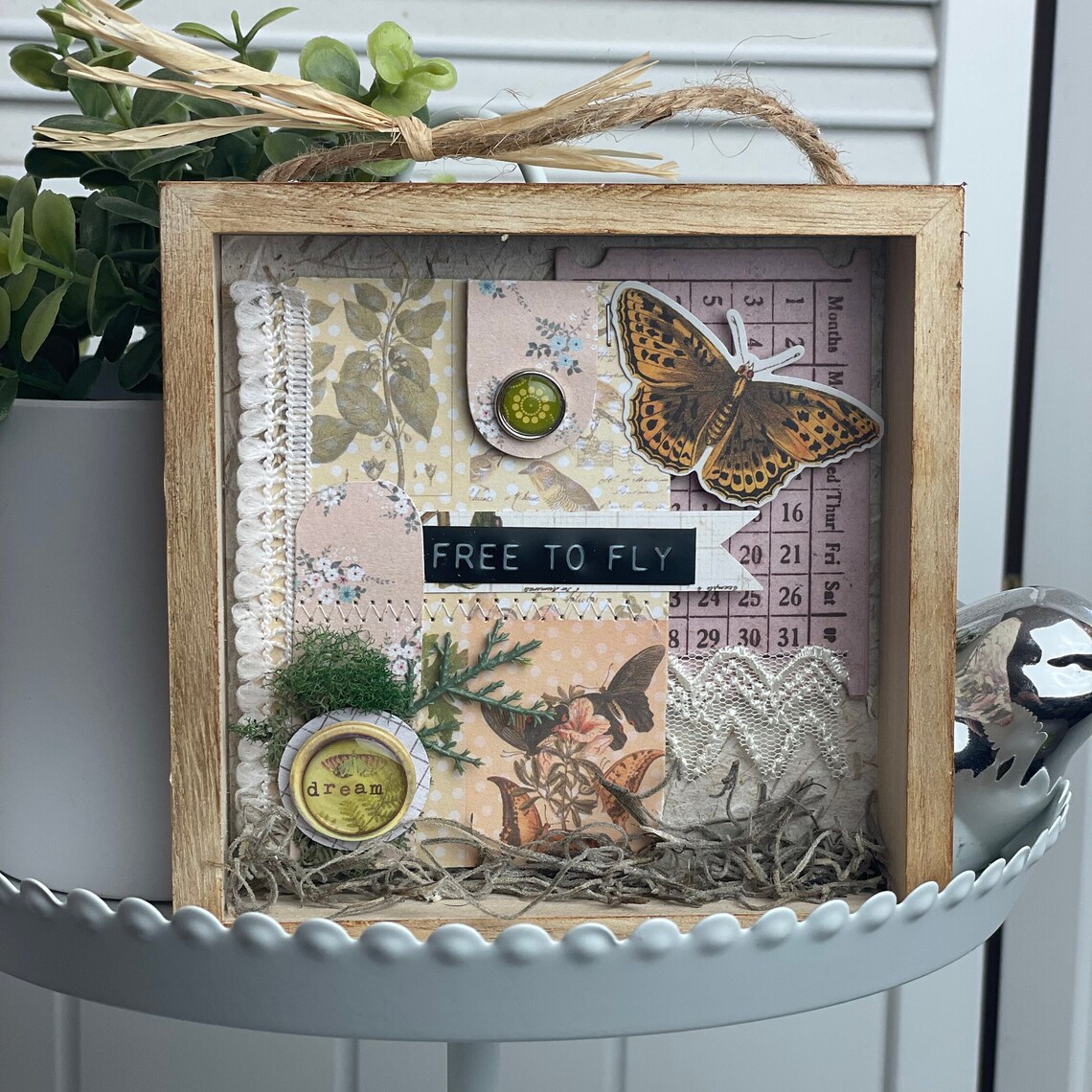 Free to Fly, Diorama Wood Shadow Box 5x5. Nature Inspired. Mixed Media ...