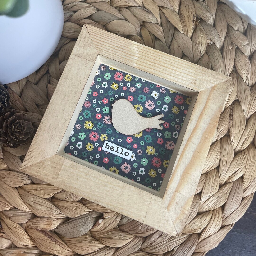 Little Birdie hello Shadow Box 4x4. - Etsy