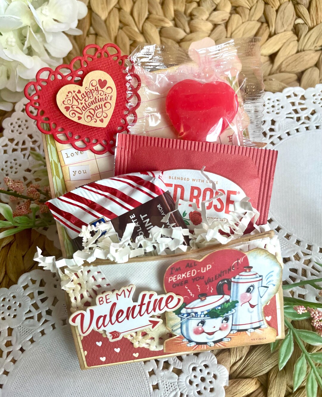 Vintage Inspired Valentine's Day Pocket With Chocolate, Tea & Milano ...