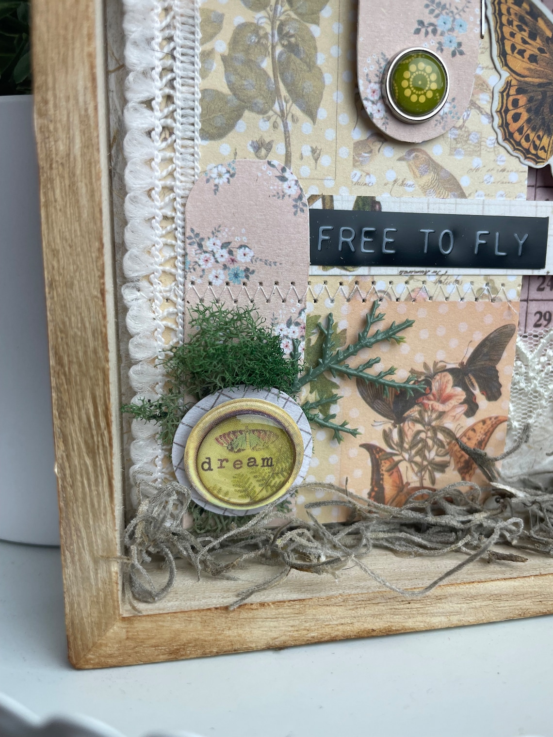Free to Fly, Diorama Wood Shadow Box 5x5. Nature Inspired. Mixed Media ...