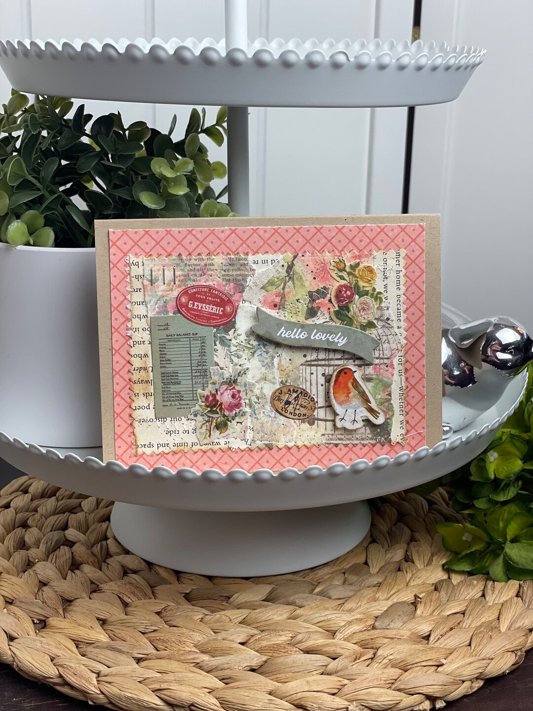 Hello Lovely, Handmade Collage Card. Blank Note Cards. Greeting Cards ...