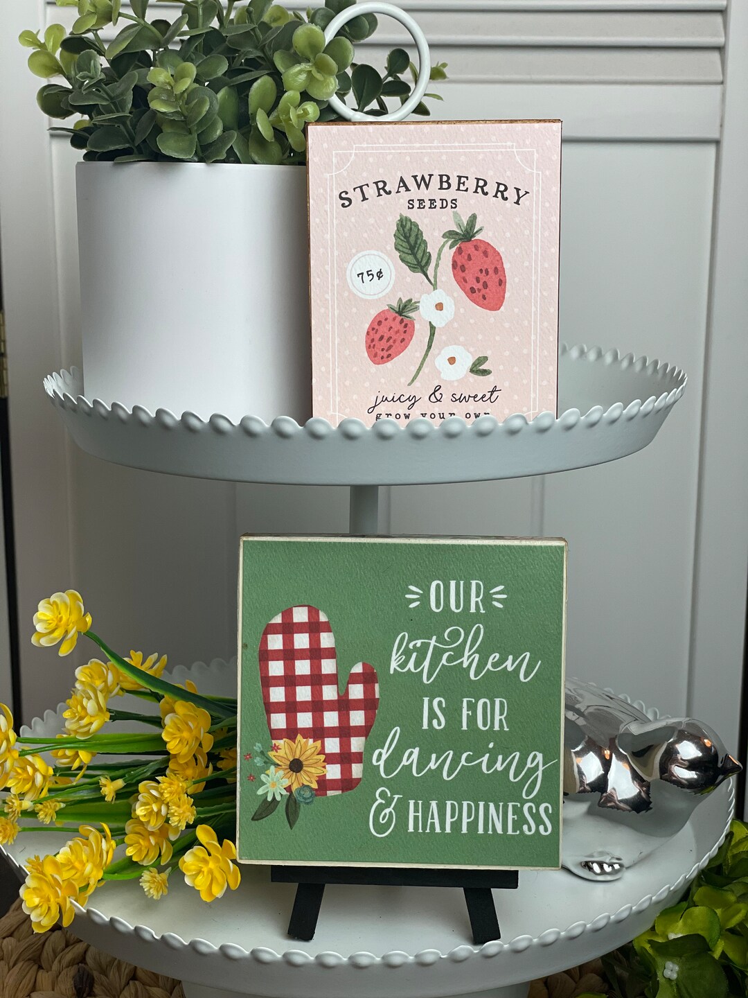 Strawberry Seed Sign 3x4. Our Kitchen is for Dancing & Happiness 4x4 ...