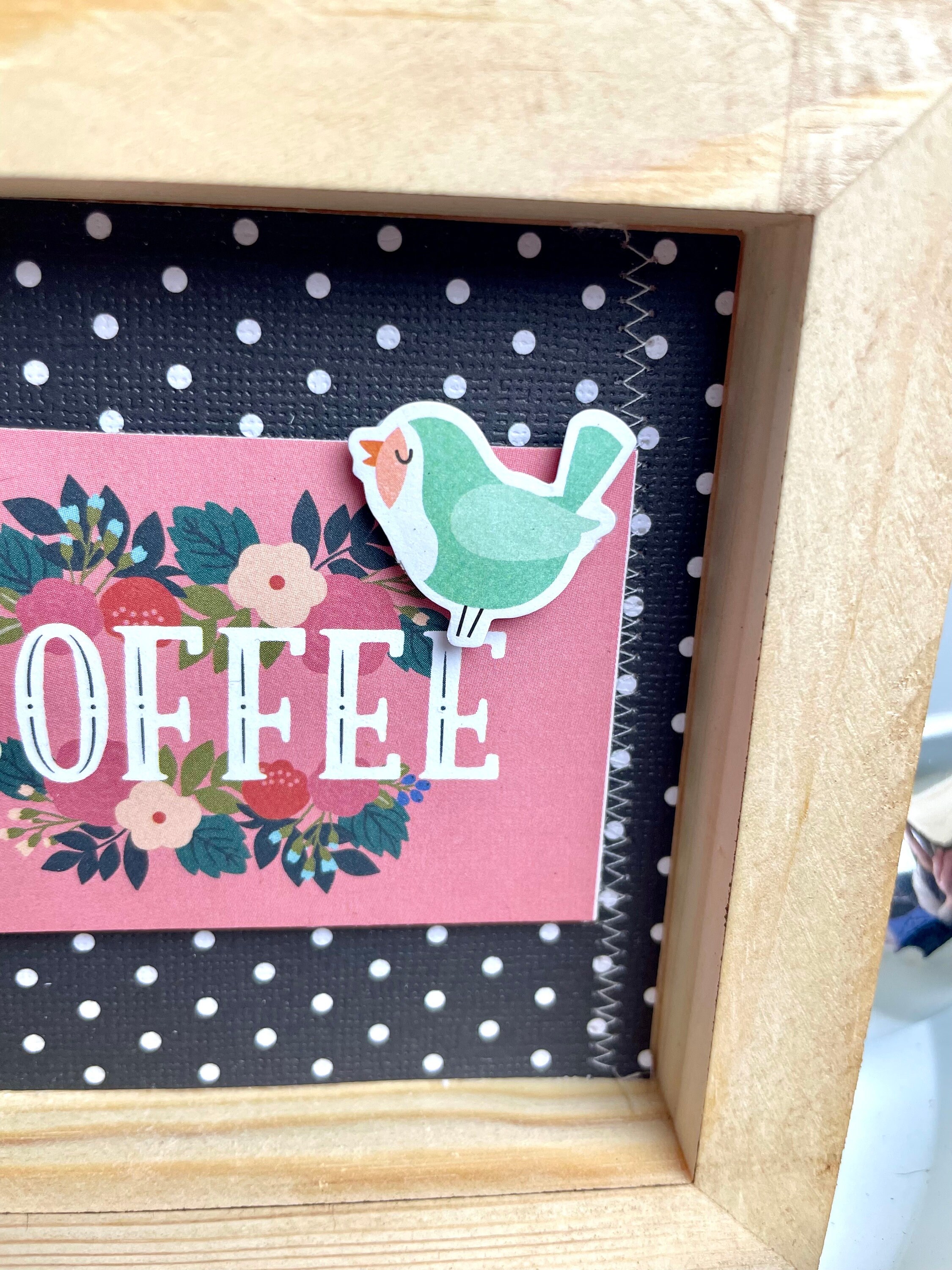 Floral coffee Shadow Box W/ a Bird 5x5. Coffee Bar Decor. Coffee Shelf ...
