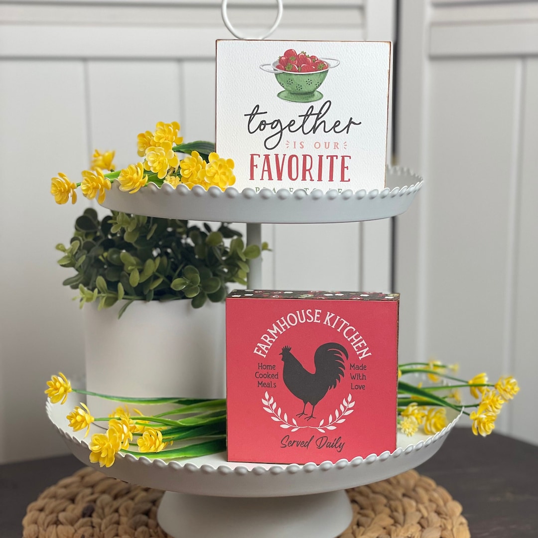 Farmhouse Kitchen Shelf Sitters. MDF Blocks 4x4. Paper Art. Kitchen ...