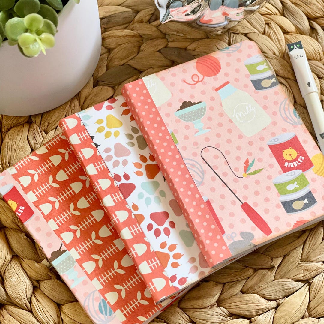 Set of 3 With Kitty Pen, Altered Pocket Sized Notebooks 3.25x4.25. Cat ...