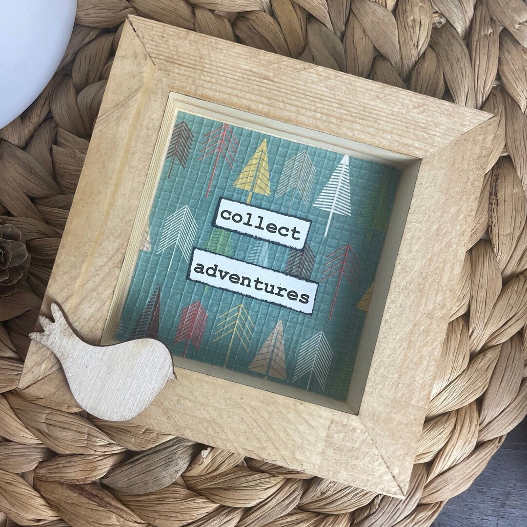 Adventurous Bird Shadow Box 4x4. Woven Tree Print. - Etsy