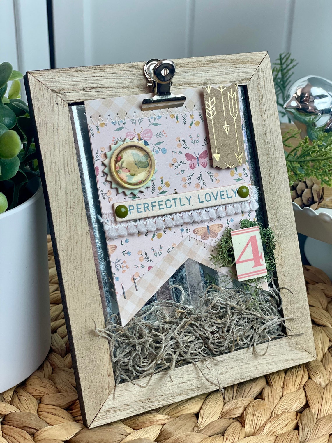 Perfectly Lovely Corrugated Metal & Wood Frame 5x6 W/spanish Moss ...