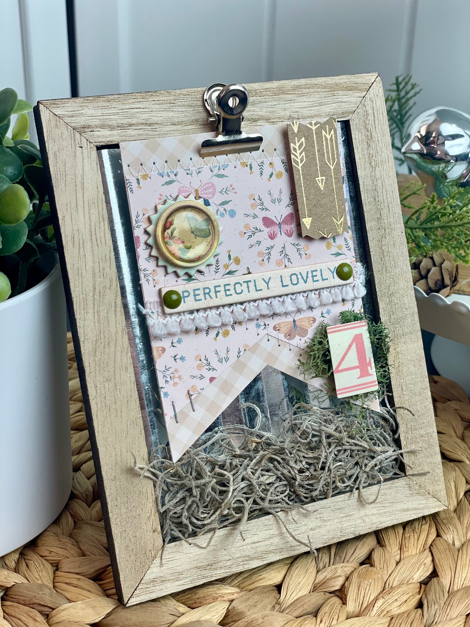 Perfectly Lovely Corrugated Metal & Wood Frame 5x6 W/spanish Moss ...