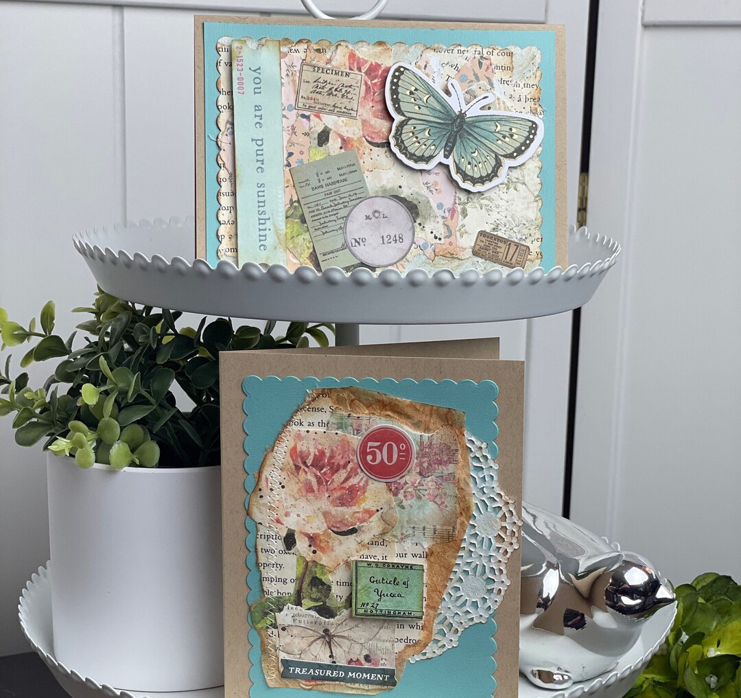 Handmade Shabby Chic Cards. Set of 2. Blank Note Cards. Greeting Cards ...