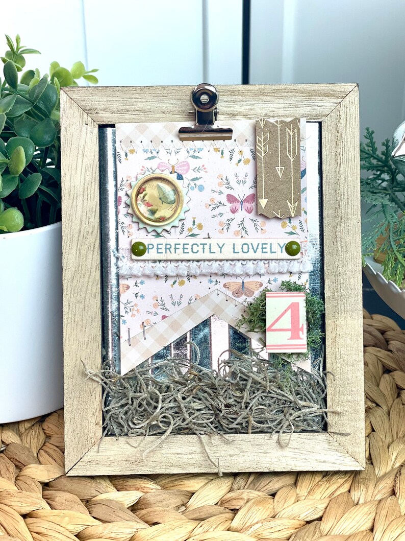 Perfectly Lovely Corrugated Metal & Wood Frame 5x6 W/spanish Moss ...