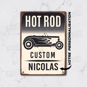 Personalized Vintage Hot Rod Metal Plaque, Car Wall Decoration, Garage ...