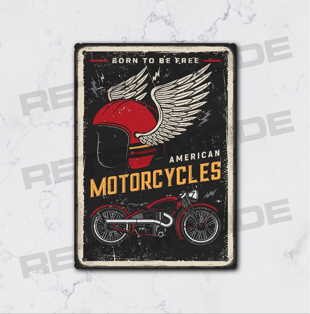Vintage Biker Metal Plate, Custom Motorcycle and Cafe Racer Decoration ...