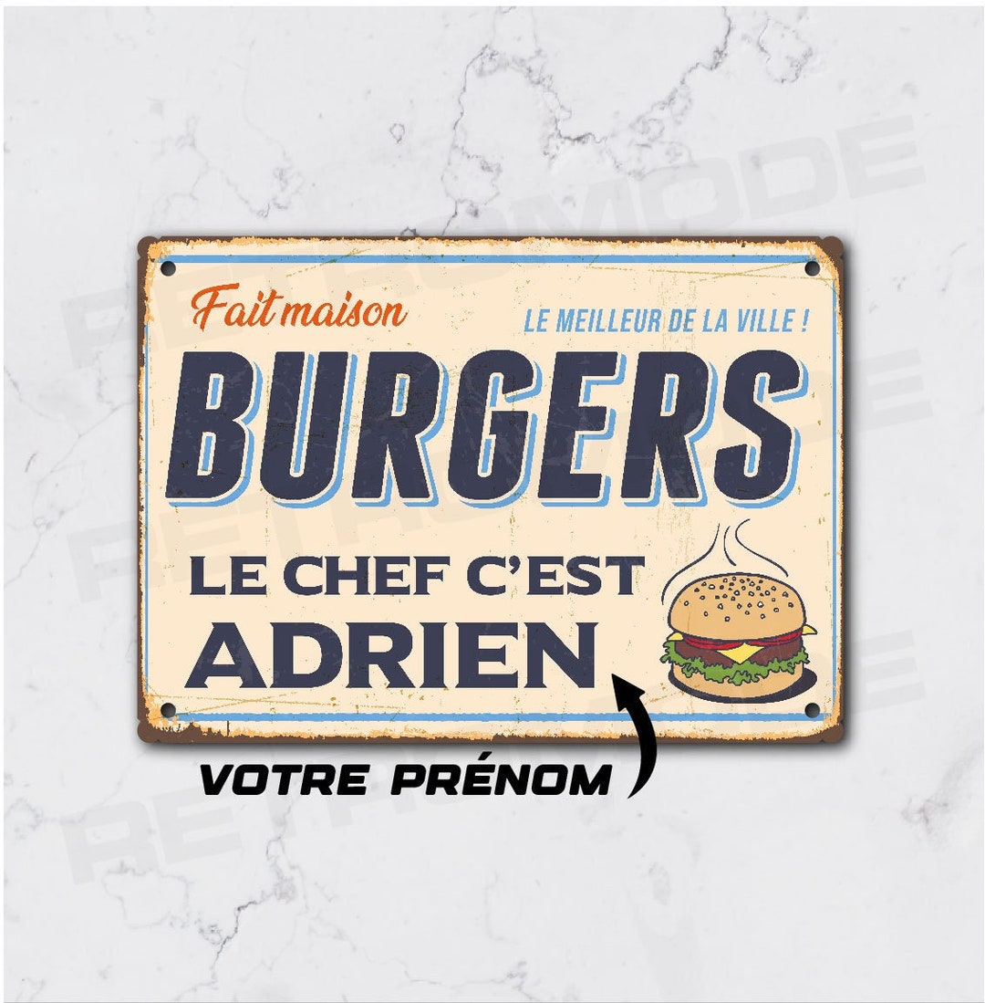 Personalized Vintage Burger Metal Sign, Kitchen Sign, Original ...