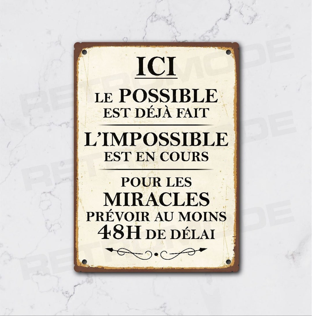 Vintage Metal Sign the Possible is Already Done, Wall Decoration With ...