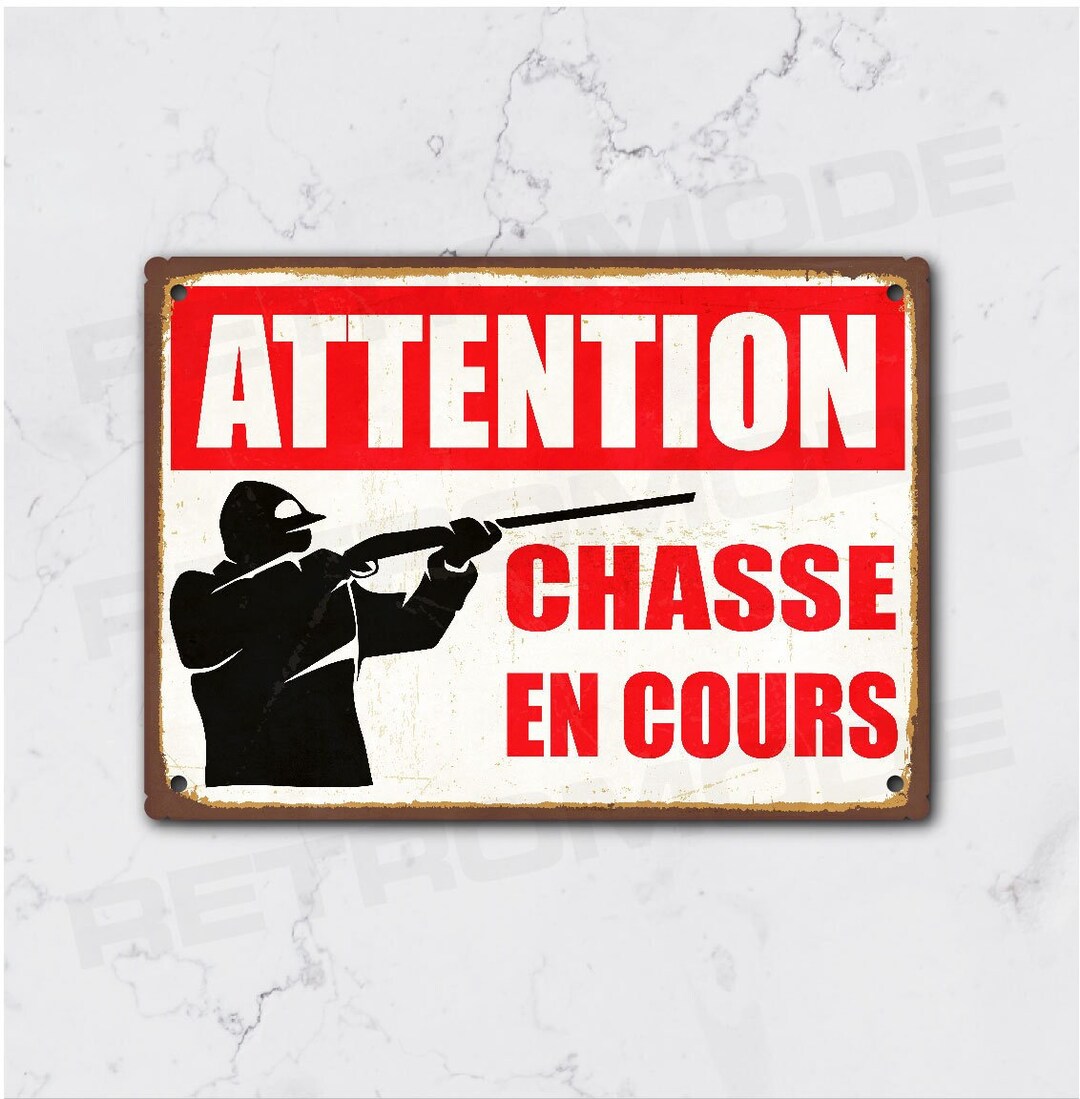 Vintage Metal Sign: Warning: Hunting in Progress, Hunter's Door Sign ...