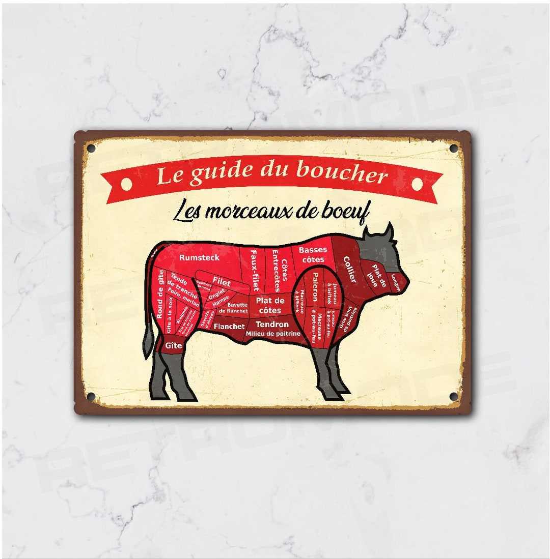 Vintage Beef Metal Sign, Butcher's Guide Sign, Butcher's Shop Sign Cuts ...