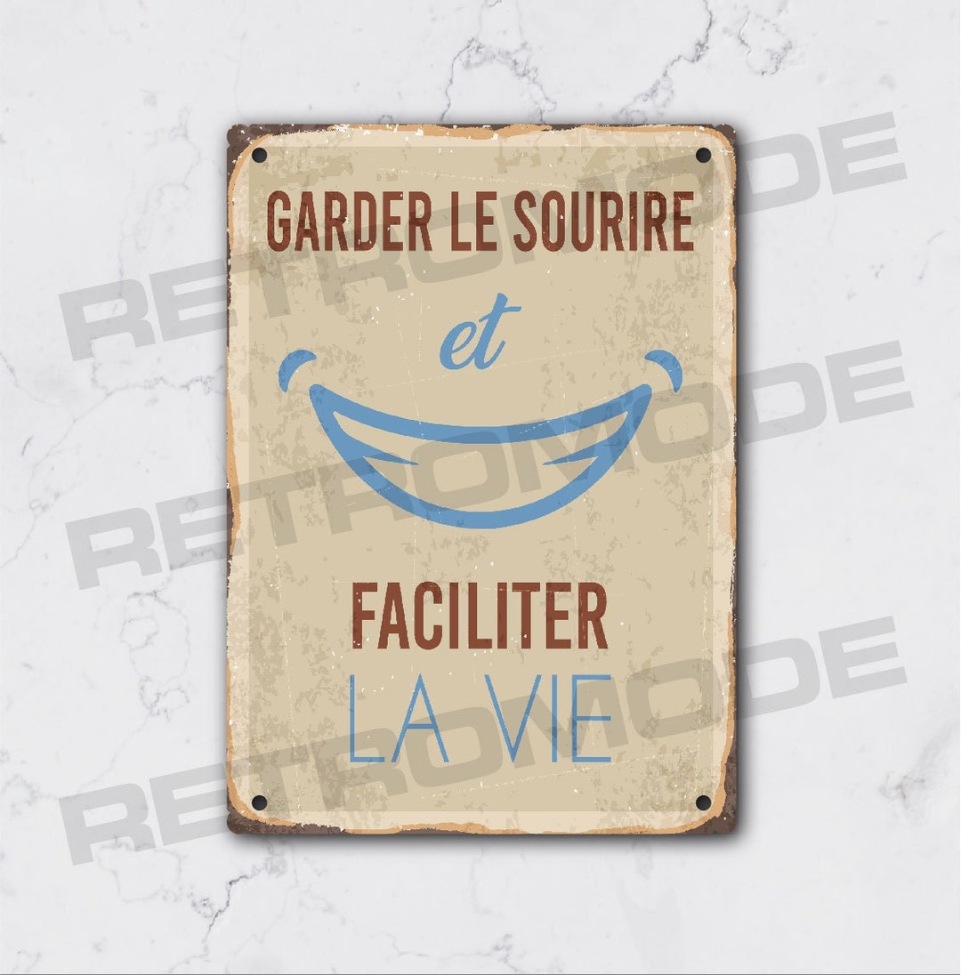 Vintage Smile Metal Plaque, Motivational Gift Idea to Make Life Easier ...