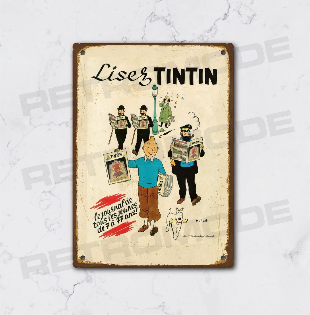 Vintage Metal Sign Read Tintin - Etsy