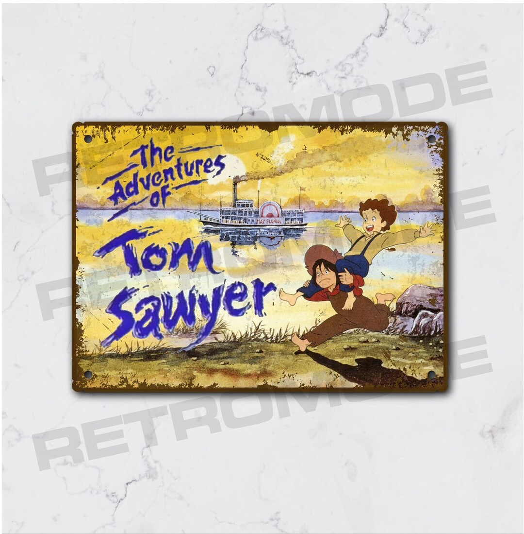 Vintage Metal Plaque the Adventures of Tom Sawyer, Cartoon Wall ...