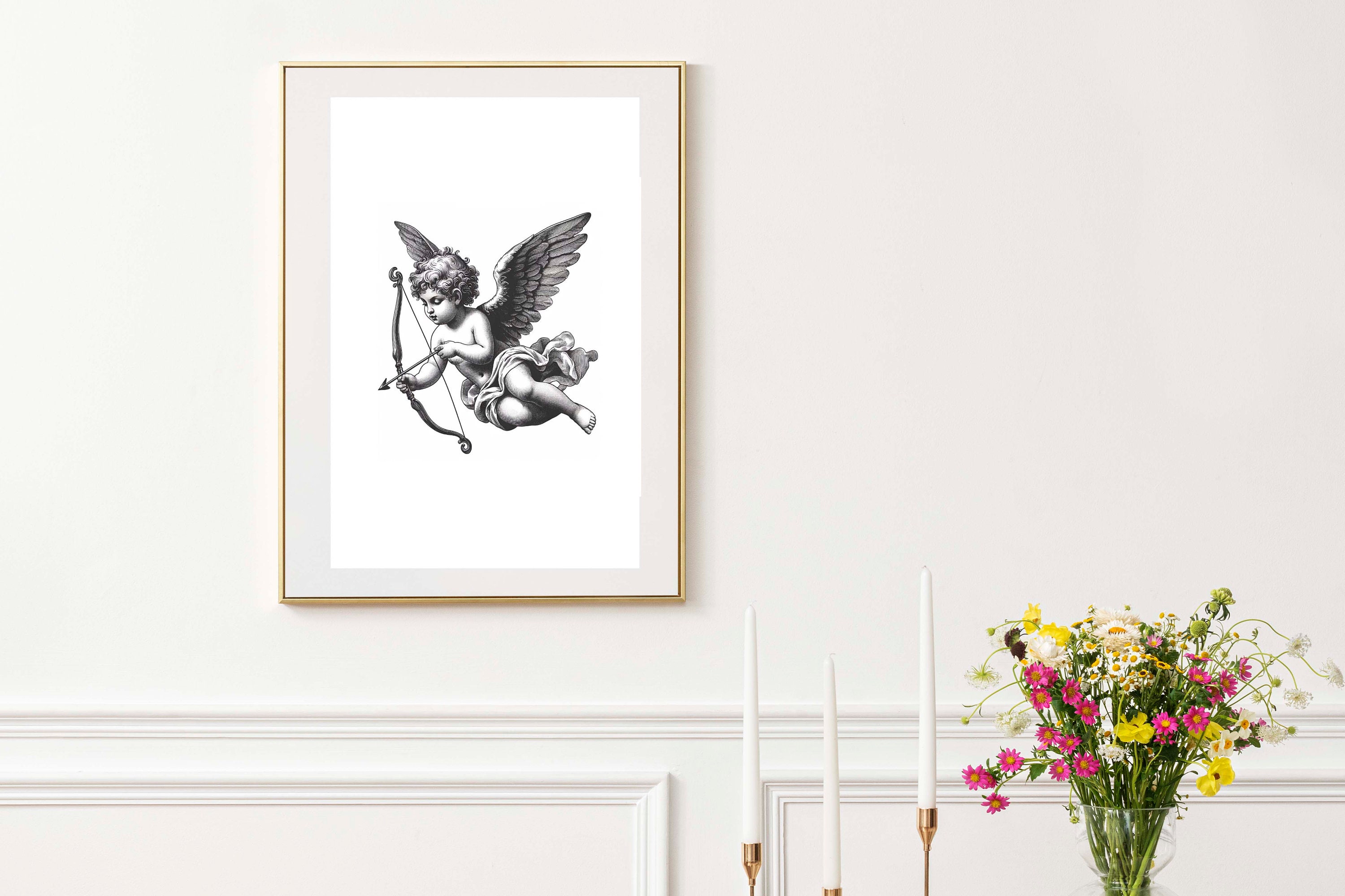 Cupids Bow Digital Print Black & White Love Quote Poster, Angel Art for ...