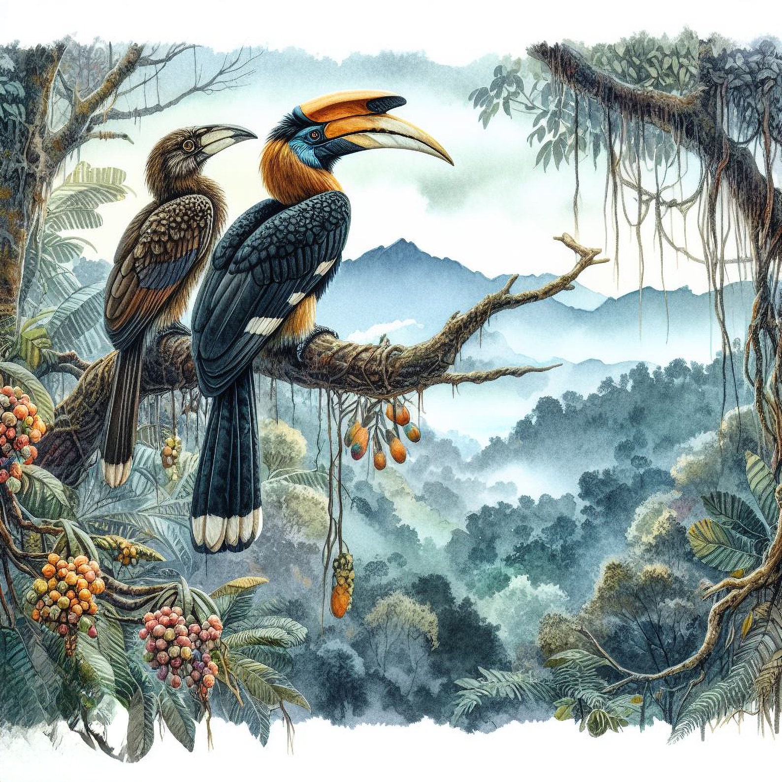 Hornbill Love: Digital Print Wall Art, Symbol of Married Life Home ...