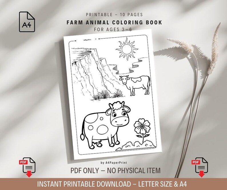Farm Animal Coloring Pages for Kids | Printable Coloring Book for Ages ...