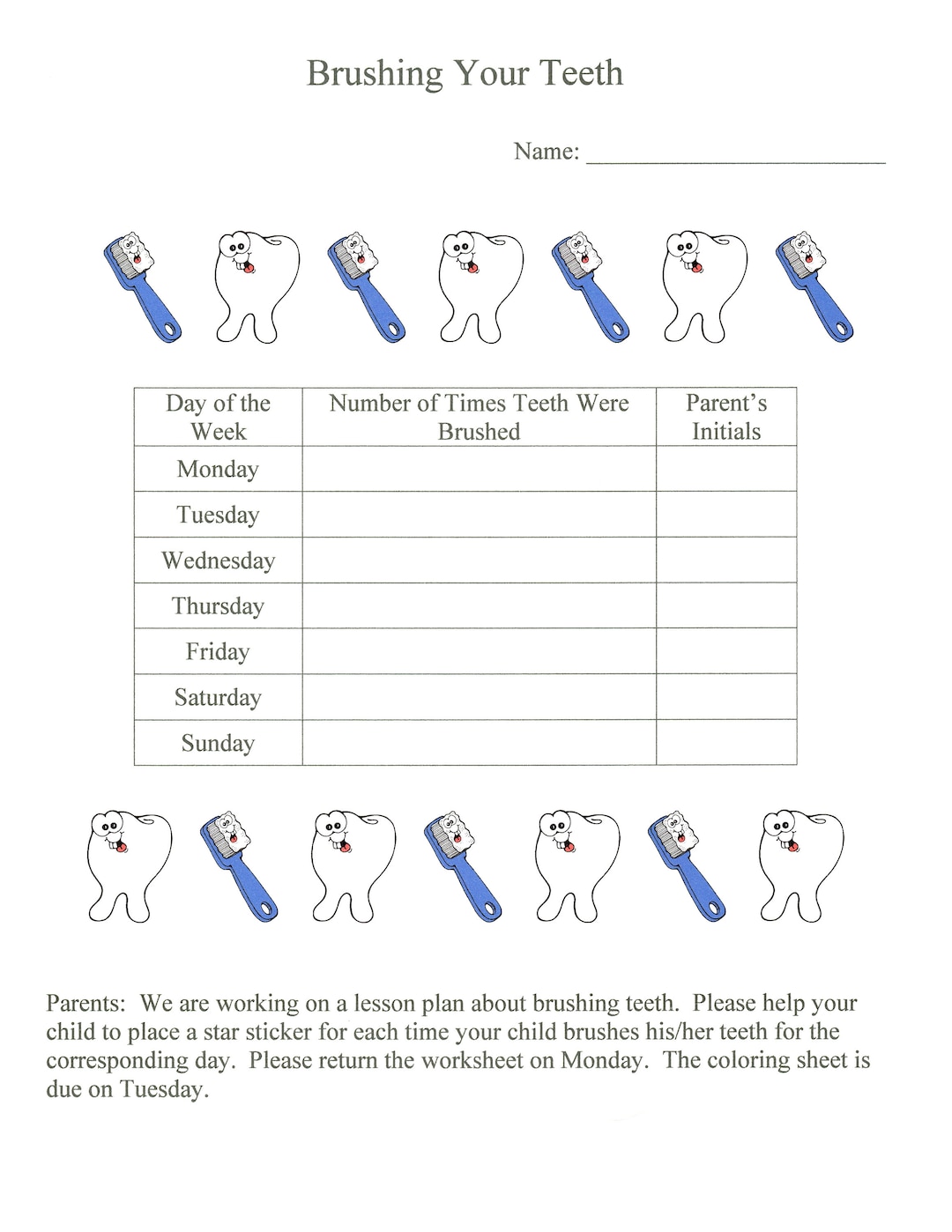 Lesson Plan for Brushing Teeth the Correct Way - Etsy