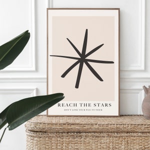 Reach the Stars Quote Wall Art, Motivational Poster Wall Art, Neutral ...