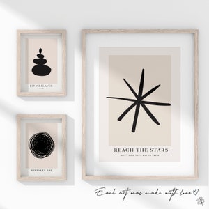 Reach the Stars Quote Wall Art, Motivational Poster Wall Art, Neutral ...
