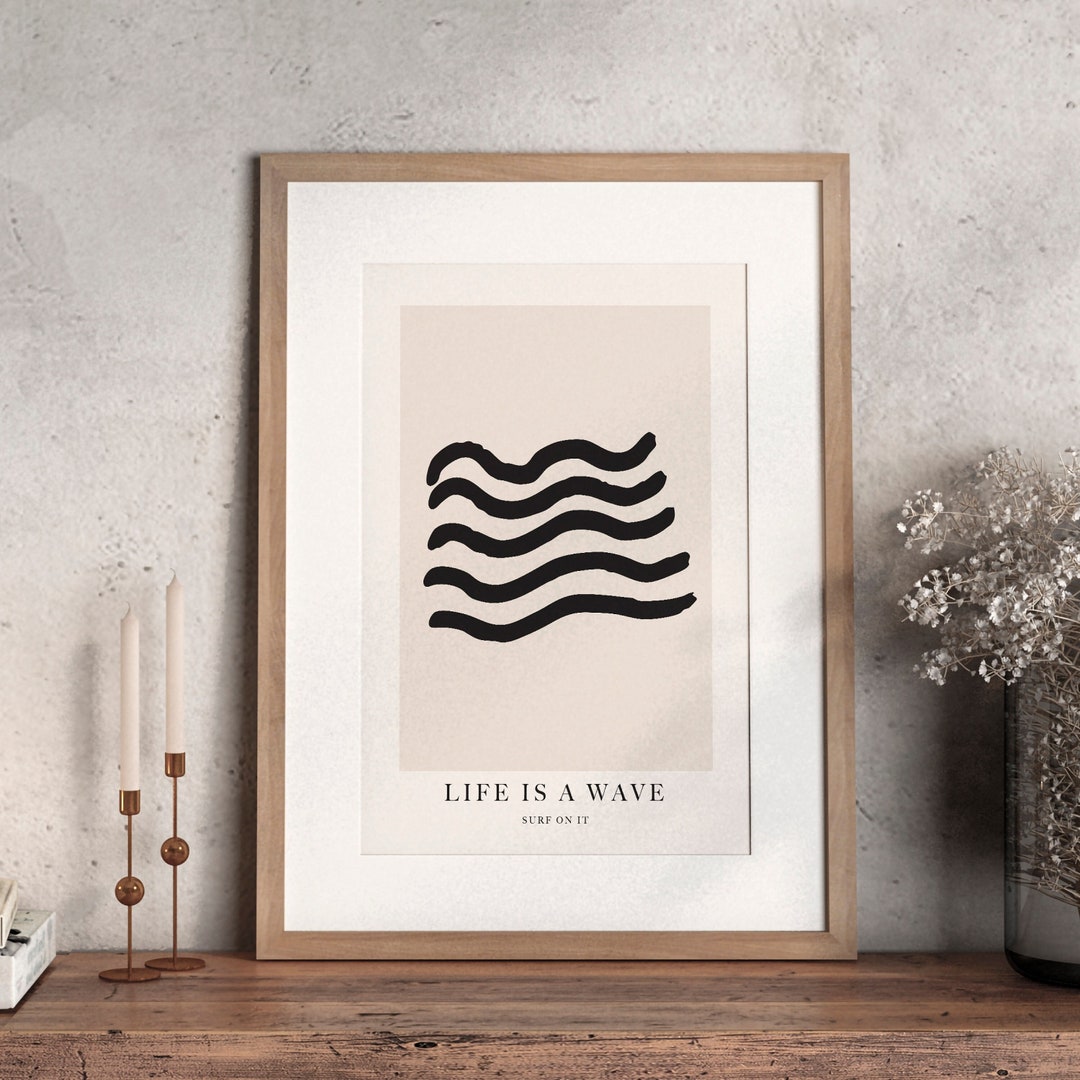 Life is A Wave Surf on It Quote Wall Art, Motivational Poster, Neutral ...