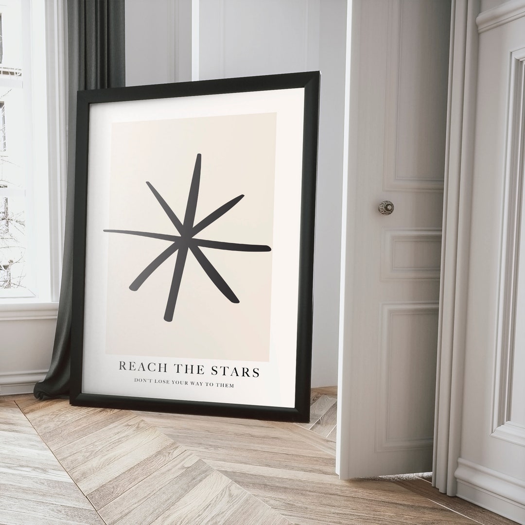 Reach the Stars Quote Wall Art, Motivational Poster Wall Art, Neutral ...