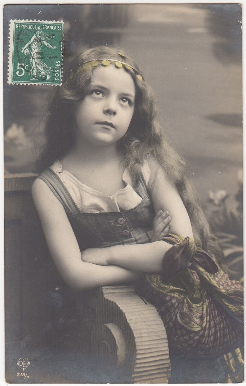 Cute Edwardian Child Girl Grete Reinwald Antique French Tinted Real Photo Postcard - Etsy