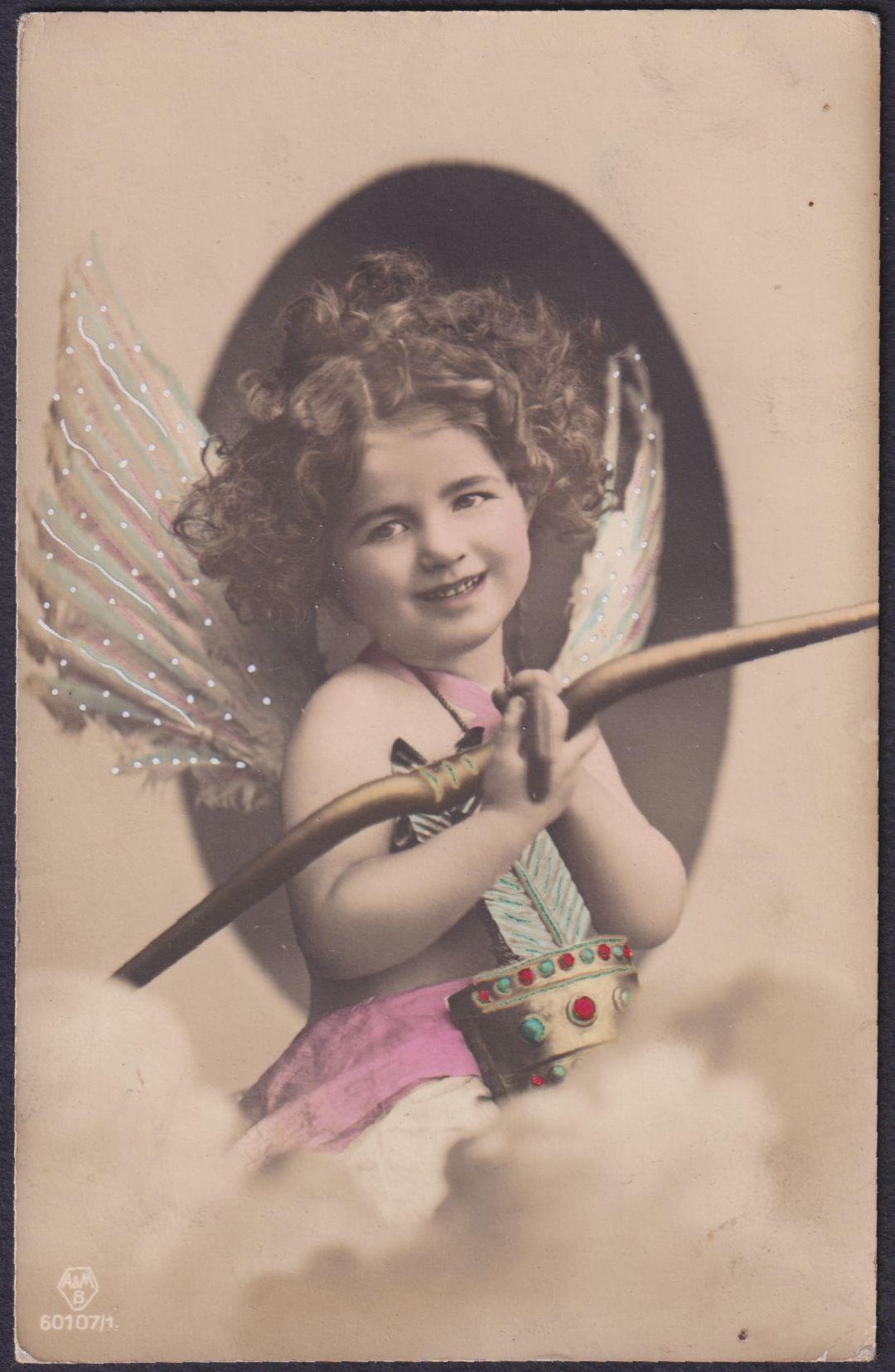 Edwardian Cute Baby Girl as Amour Angel Antique French Real Photo ...