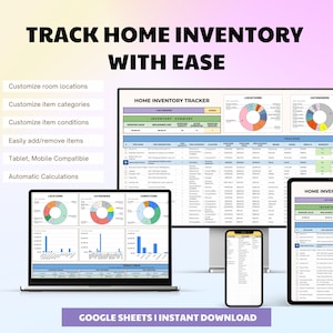 Home Inventory Spreadsheet, Home Inventory Checklist, Home Inventory ...