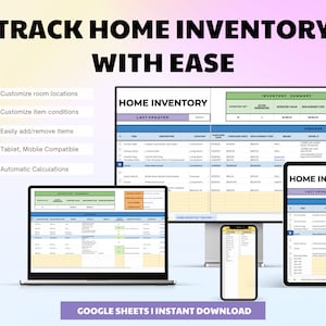 Home Inventory Spreadsheet, Home Inventory Checklist, Home Inventory ...