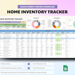 Home Inventory Spreadsheet, Home Inventory Checklist, Home Inventory ...