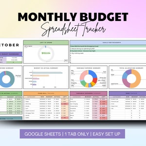 Simple Monthly Budget Tracker for Google Sheets, Budget Template ...