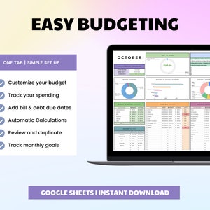 Simple Monthly Budget Tracker for Google Sheets, Budget Template ...
