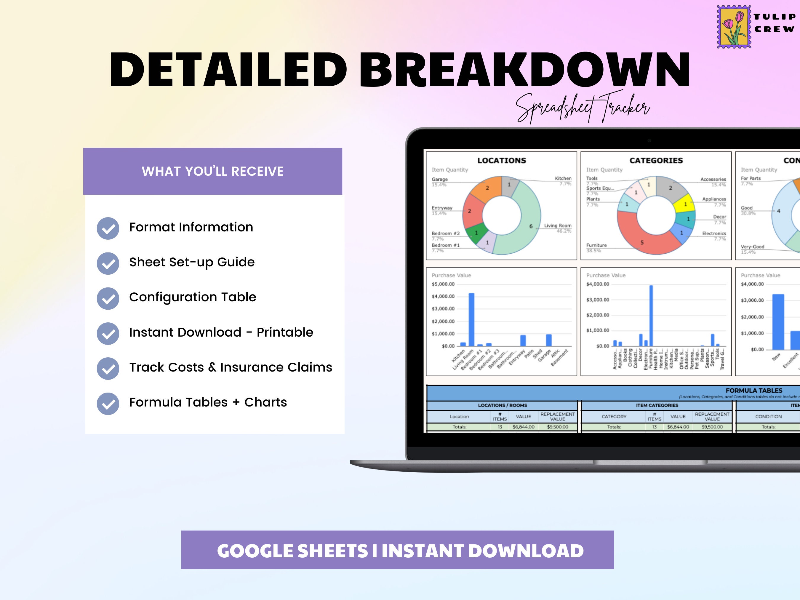 Personal Property Insurance Tracker, Personal Property Spreadsheet ...