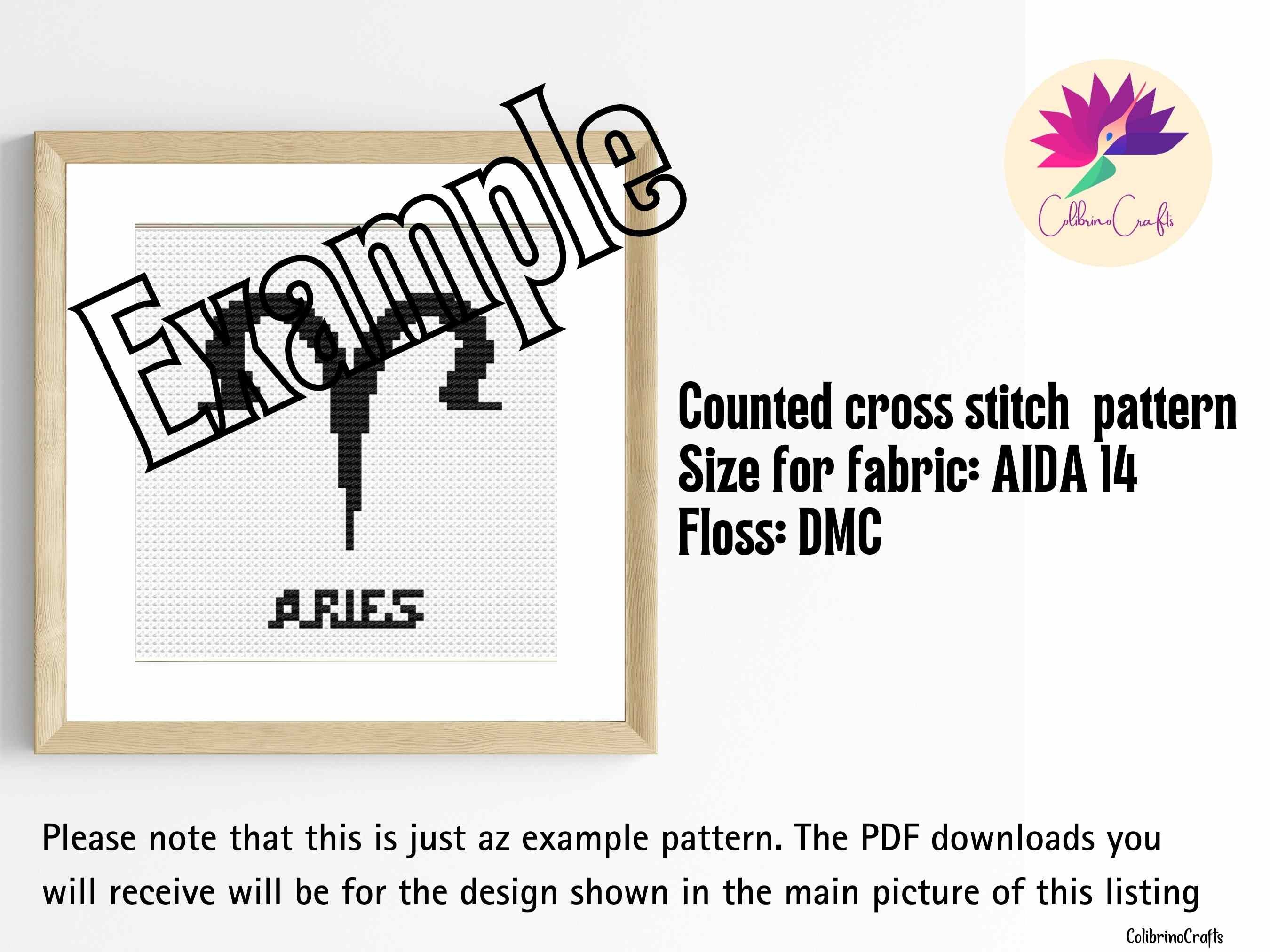Zodiac Aires Easy Cross Stitch Pattern for Beginners Black Astrology ...