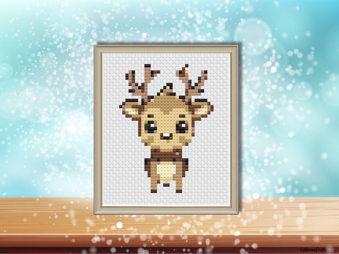 Cute Reindeer Easy Cross Stitch Pattern for Beginners - Etsy
