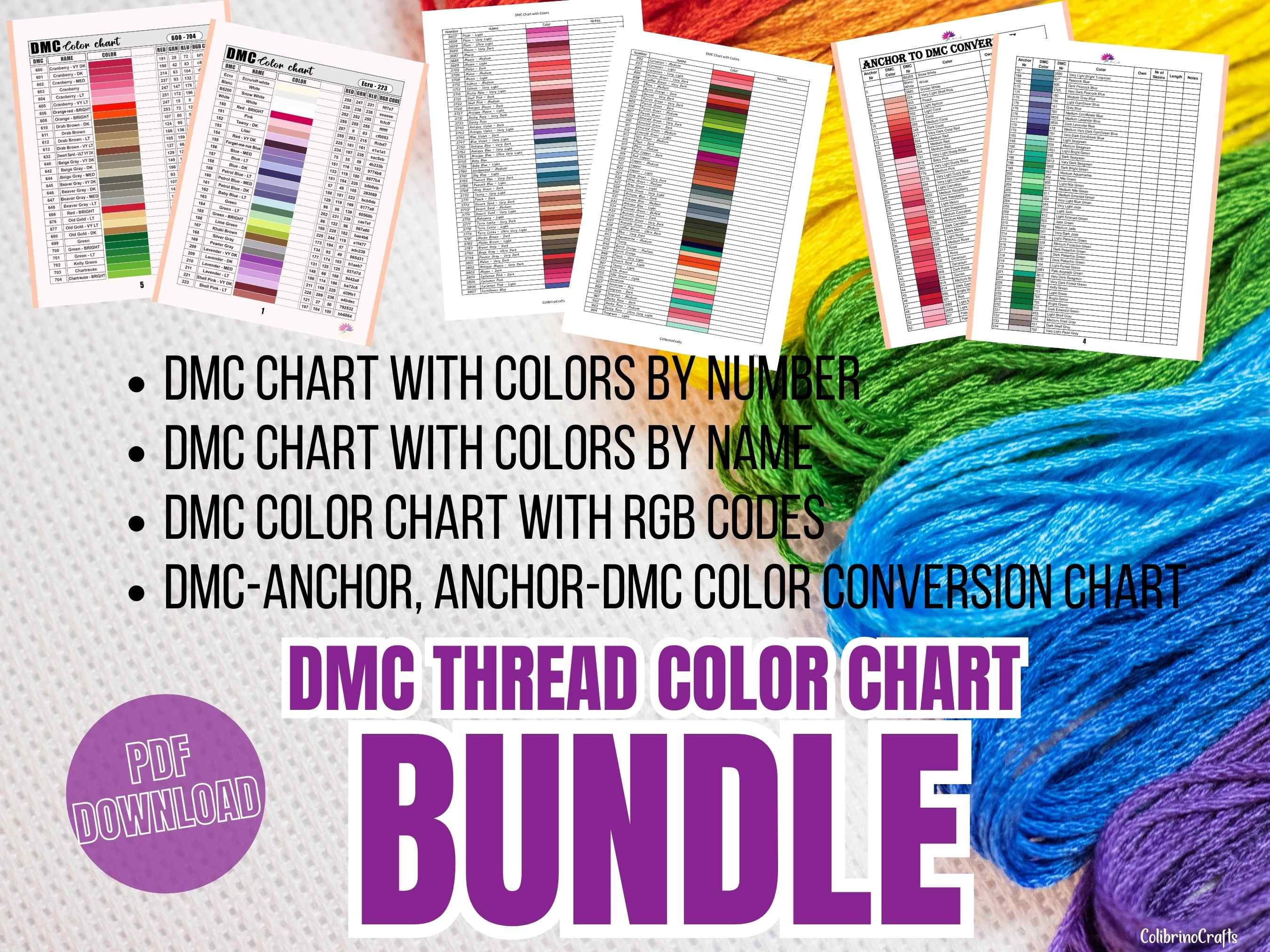 DMC Color Chart Bundle by Number by Name With RGB Codes Anchor DMC ...