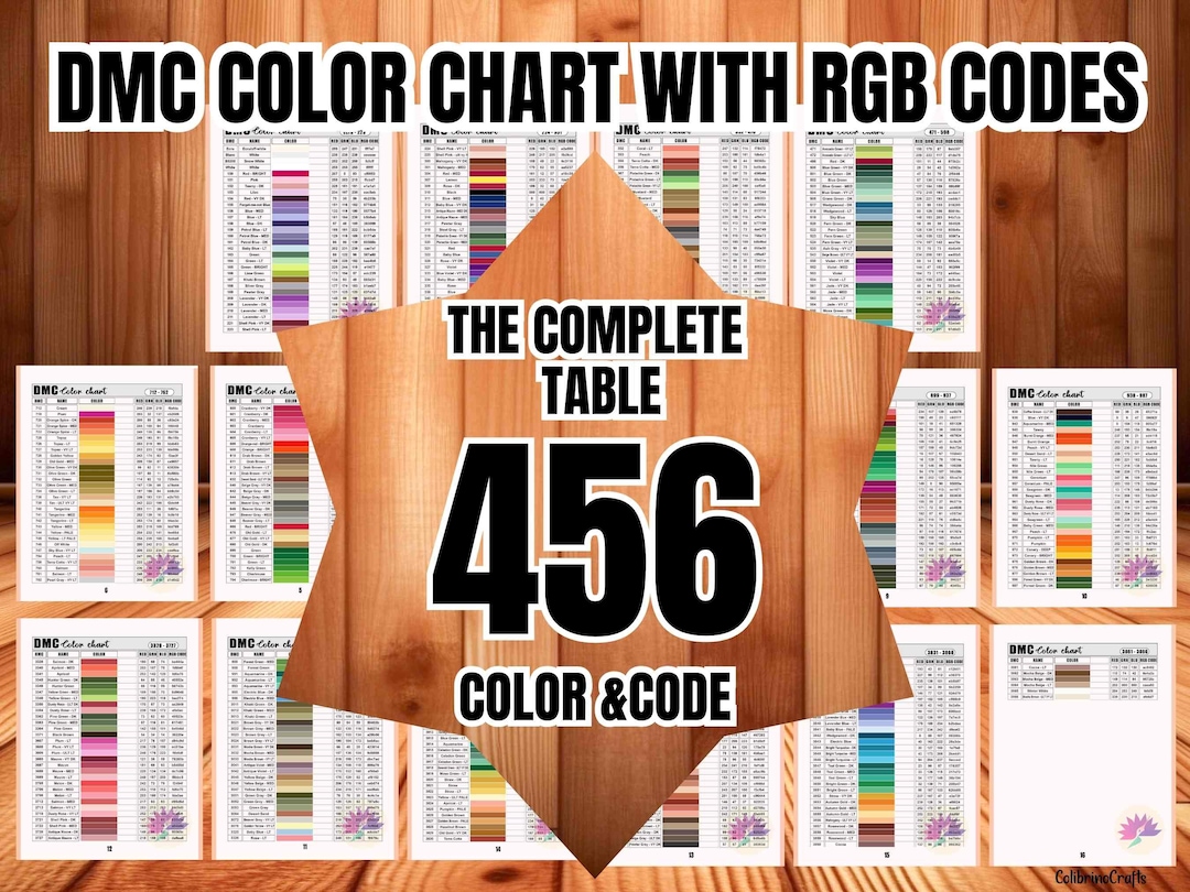 DMC Color Charts With 456 Colors and RGB Codes Digital Download ...