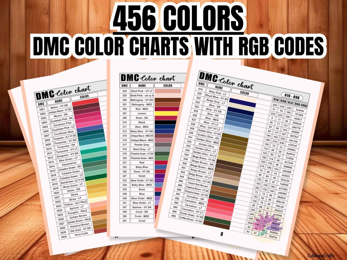 DMC Color Charts With 456 Colors and RGB Codes Digital Download ...