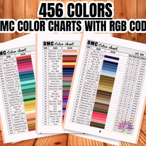 DMC Color Charts With 456 Colors and RGB Codes Digital Download ...