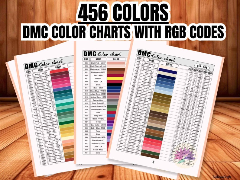 DMC Color Charts With 456 Colors and RGB Codes Digital Download ...