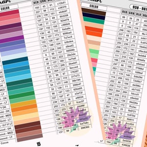 DMC Color Charts With 456 Colors and RGB Codes Digital Download ...