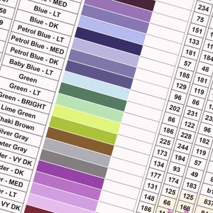 DMC Color Charts With 456 Colors and RGB Codes Digital Download ...