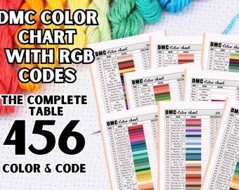 DMC Color Charts With 456 Colors and RGB Codes Digital Download ...